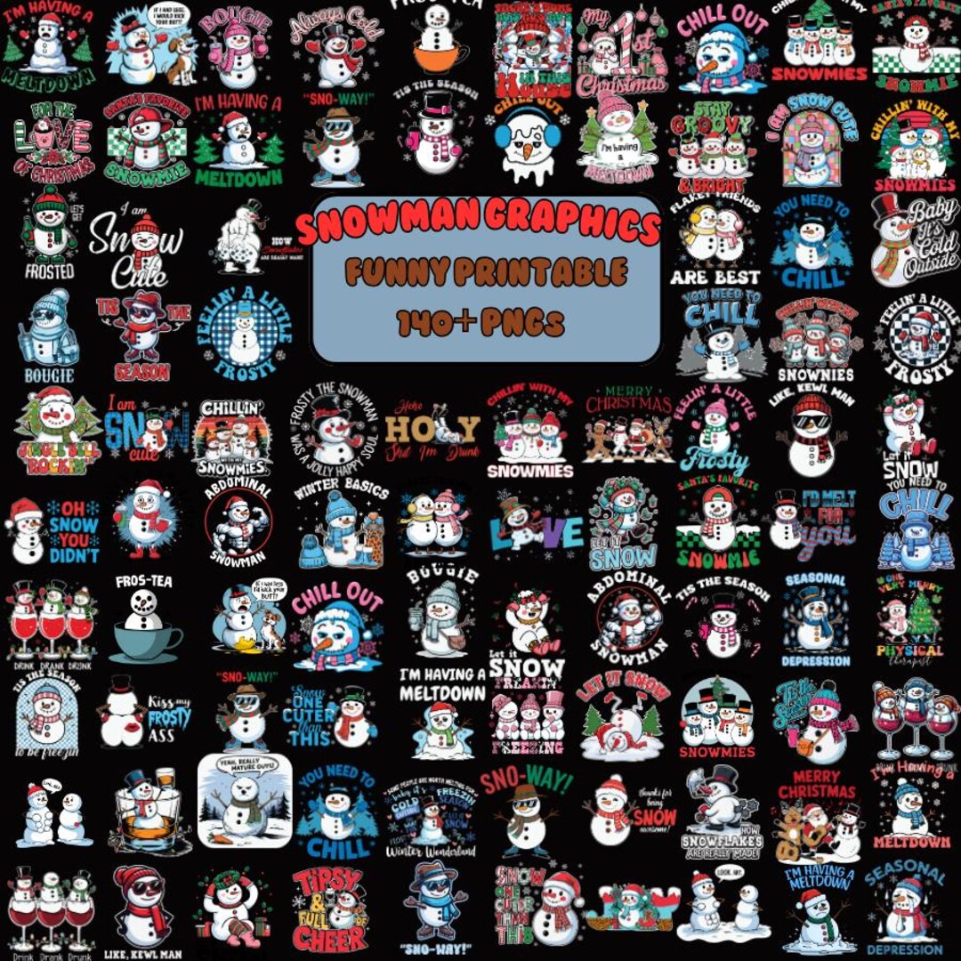 Funny Snowman Printable Bundle, Snowman Png, Christmas Files, Funny Png ...