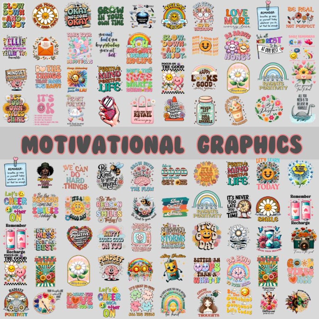 Motivational Digital Cliparts, Inspirational Quotes, Png Bundle ...