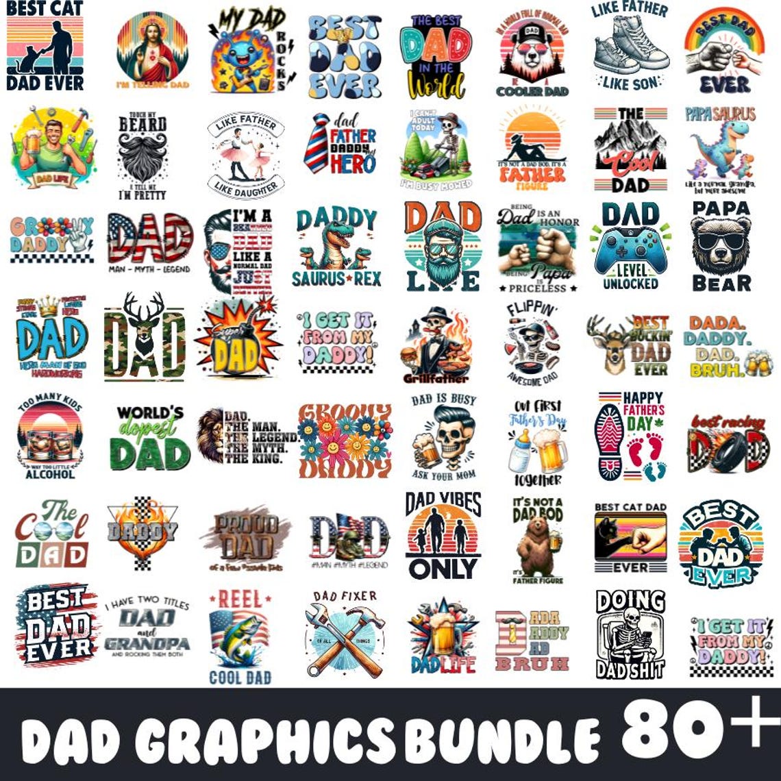 Funny Dad Png Bundle, Father's Day, Funny Graphics, Best Dad, Dad Quote ...