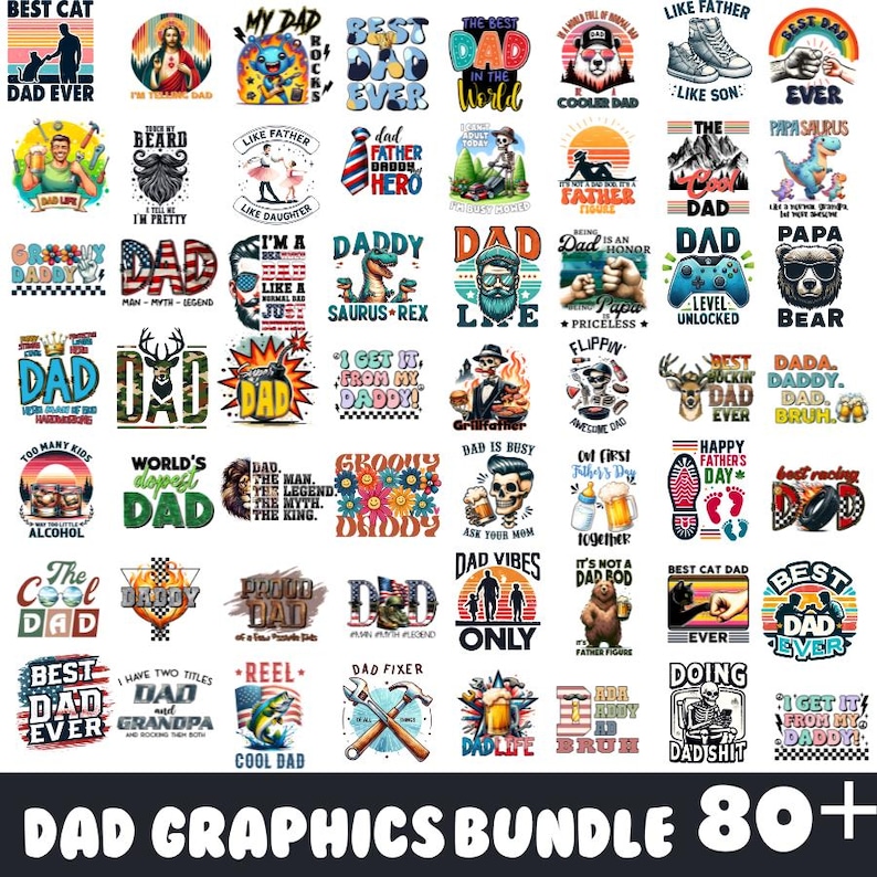 Funny Dad Png Bundle, Father's Day, Funny Graphics, Best Dad, Dad Quote ...