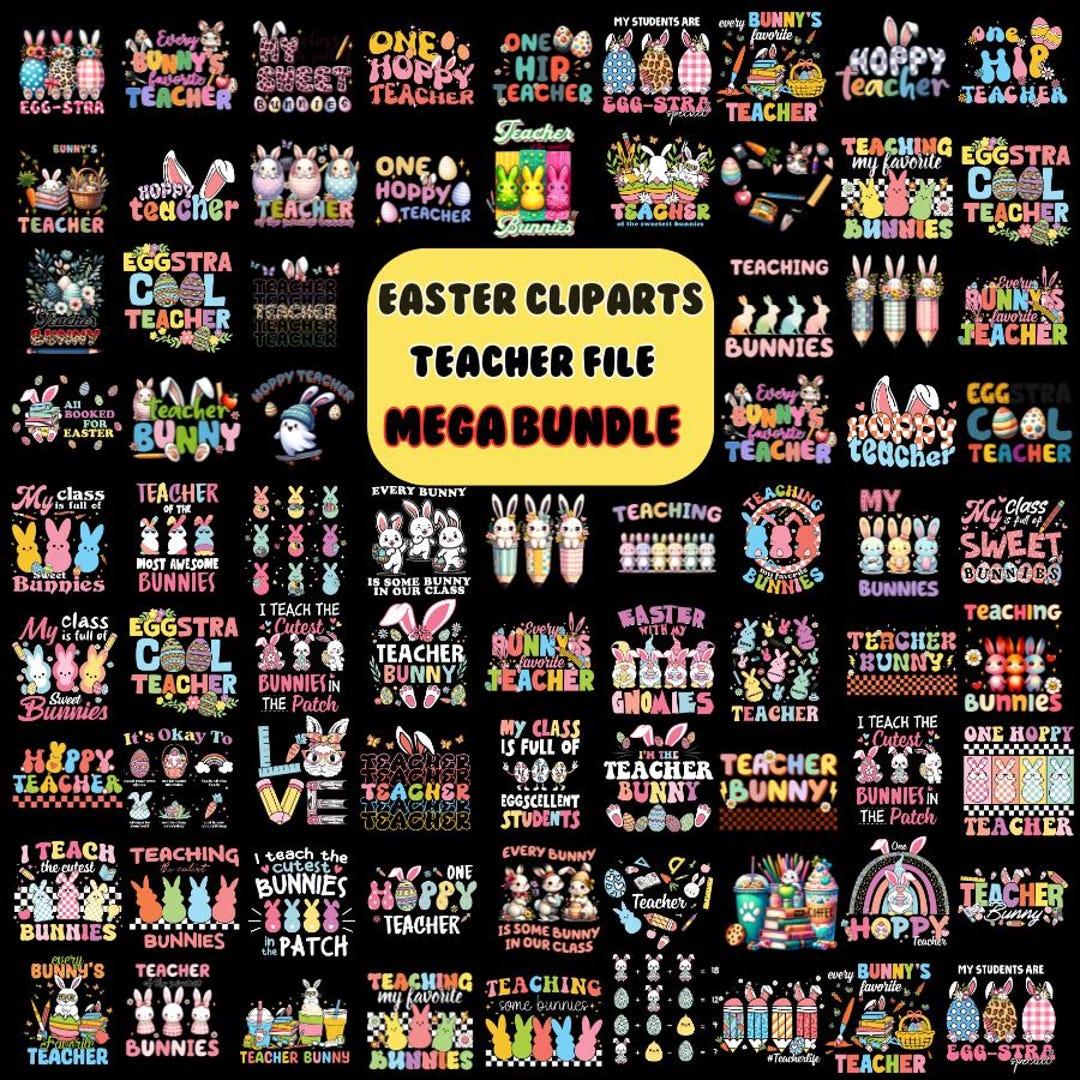 Teacher Easter Cliparts Bundle, Easter Png, Easter Bunny, Teacher File ...