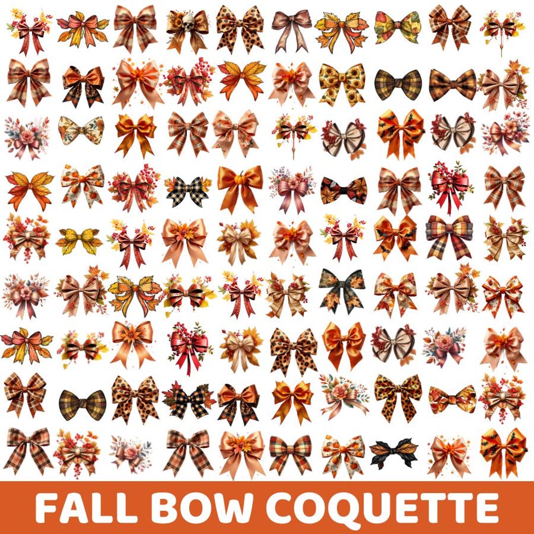 Fall Bow Cliparts, Bow Coquette, Png Bundle, Autumn Vibe, Autumn Bow ...