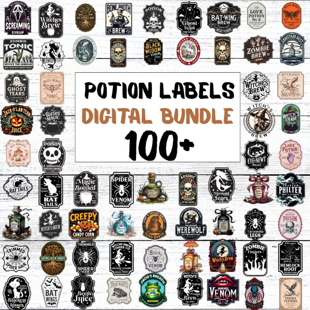 Halloween Potion Labels Bundle, Halloween Lables, Witch Potion, Magic ...