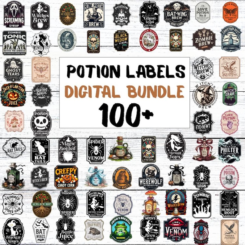 Halloween Potion Labels Bundle, Halloween Lables, Witch Potion, Magic ...