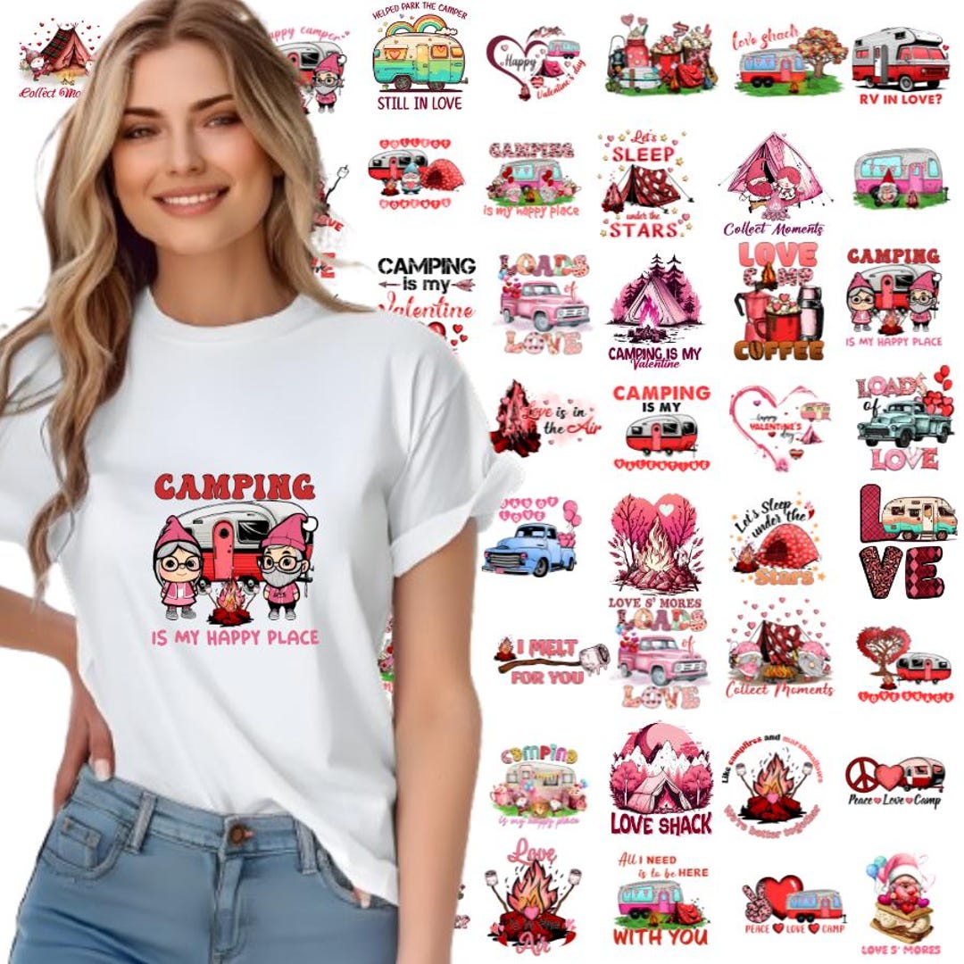 Valentine Camping Png Bundle, Camper File, Valentine's Day, Romantic ...
