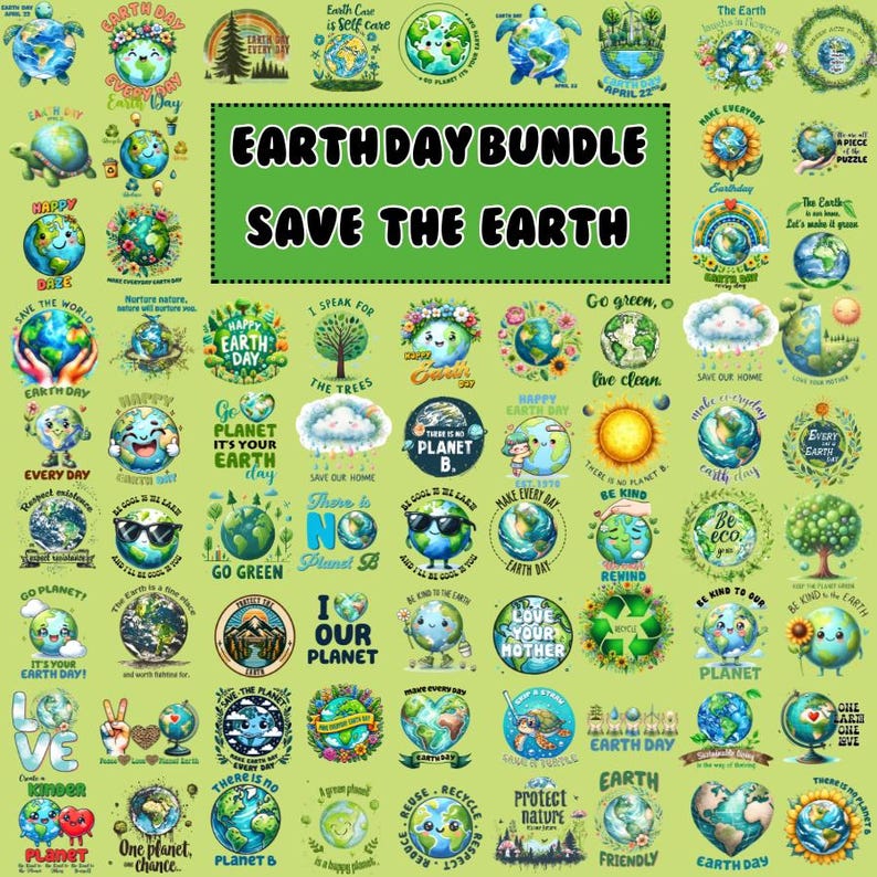 Earth Day Graphics, Go Planet, Png Bundle, Save the Planet, Green ...