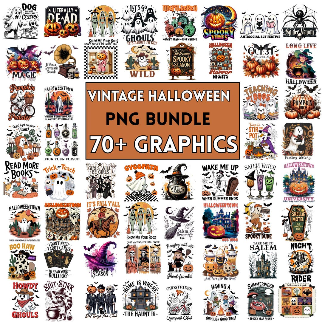 Vintage Halloween Png Bundle, Retro Vibes, Halloween Gallery, Halloween ...