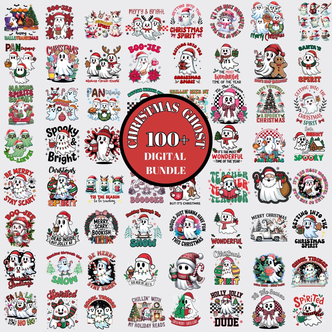 Christmas Ghost Png Bundle, Cute Boo, Christmas Vibe, Funny Ghost ...