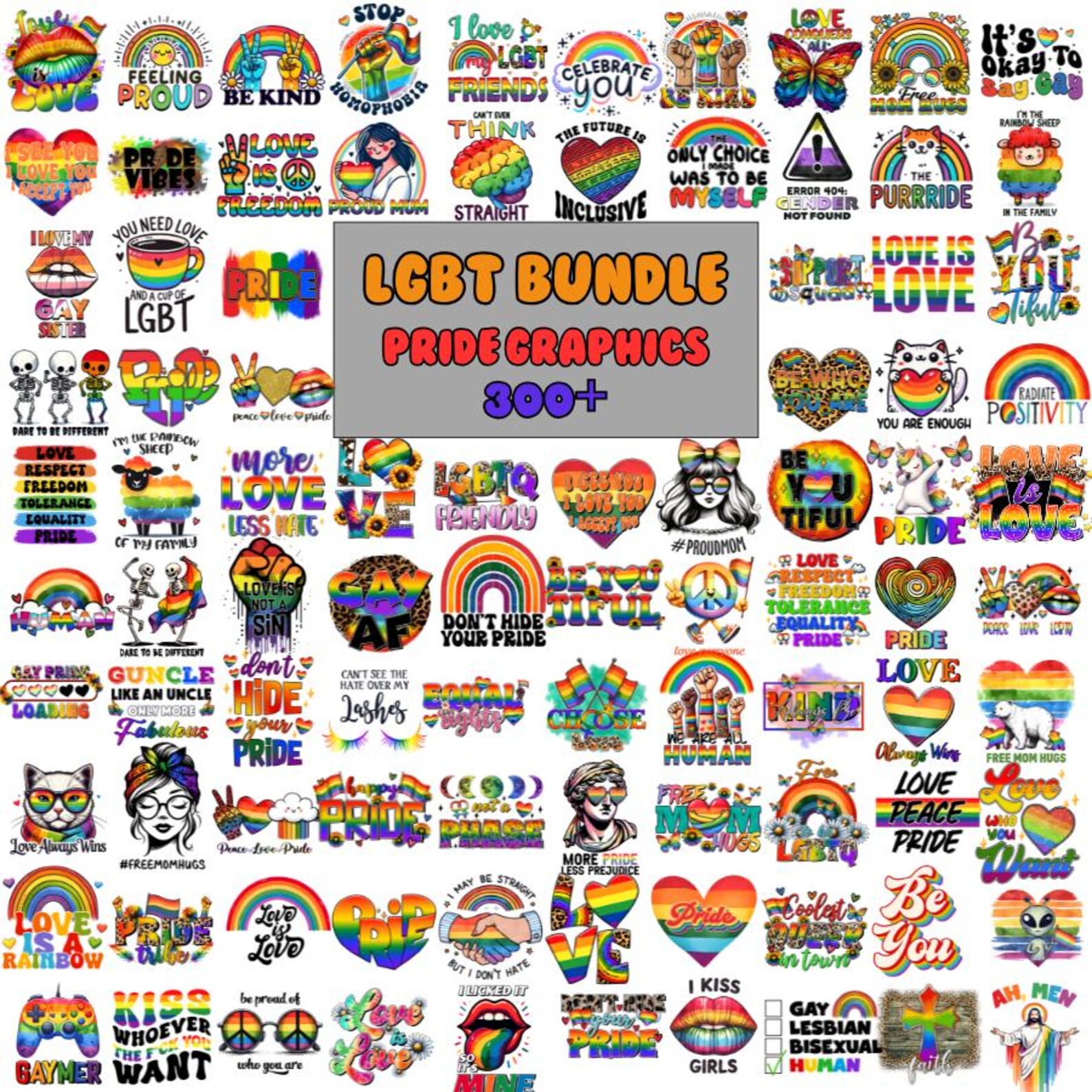 LGBT Pride Printable Bundle, Gay Pride Png, Rainbow Bundle, Lgbt Quotes ...