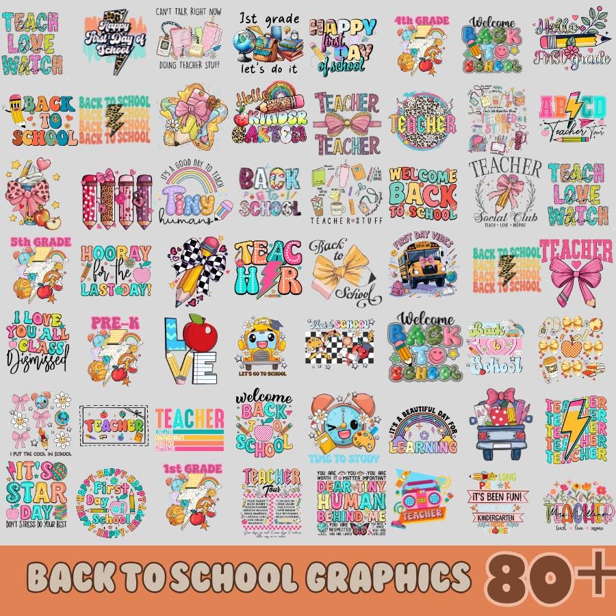 Back to School Digital Graphics, Teacher Bundle, First Day of School ...