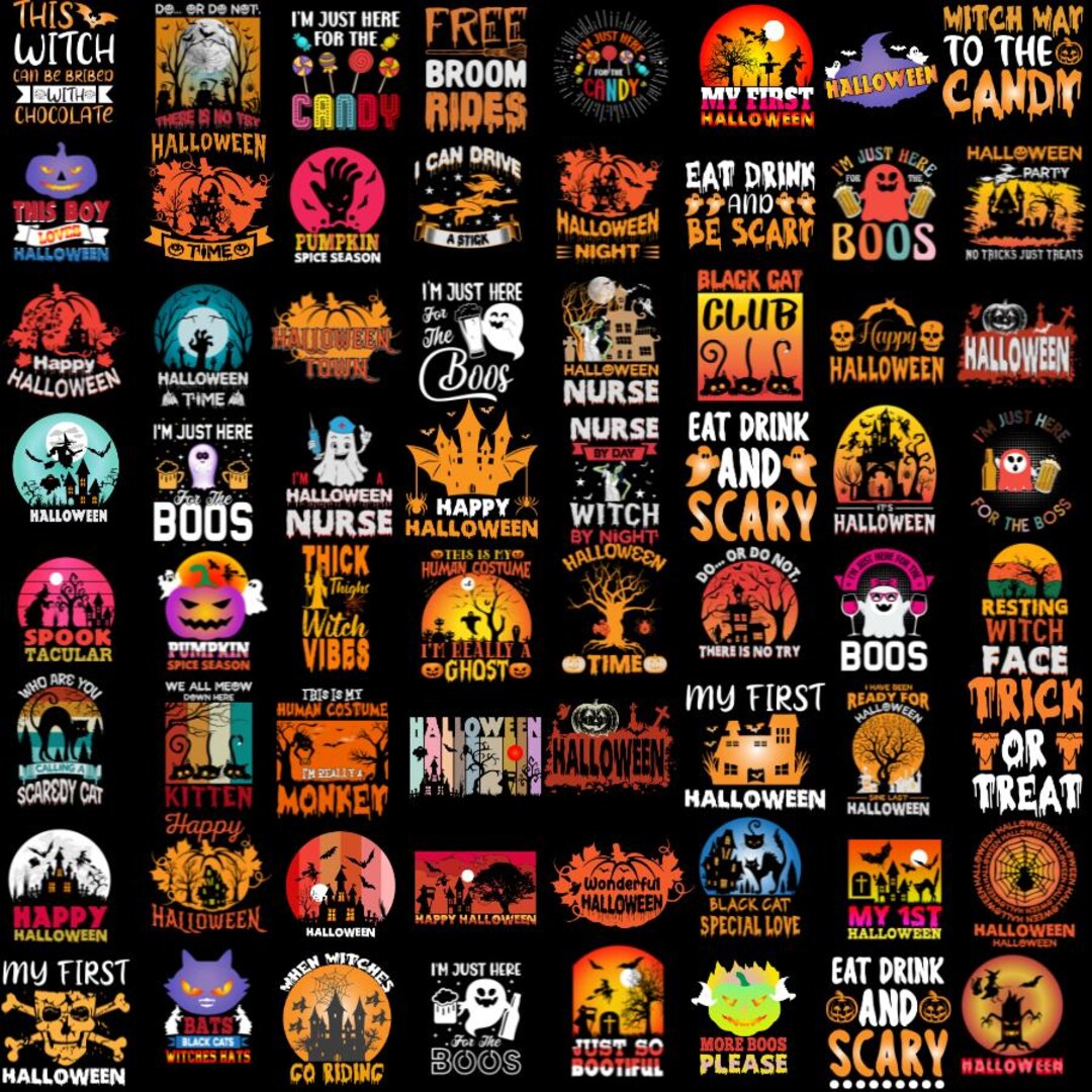 Halloween Tshirt Png Bundle, Funny Halloween, Spooky Png, Vintage Png ...