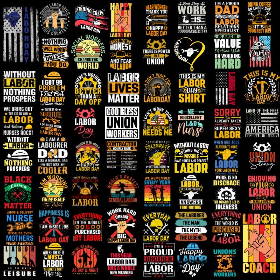 Happy Labor Day, Labor Day Cliparts, Bundle Sublimation, Worker Quotes ...