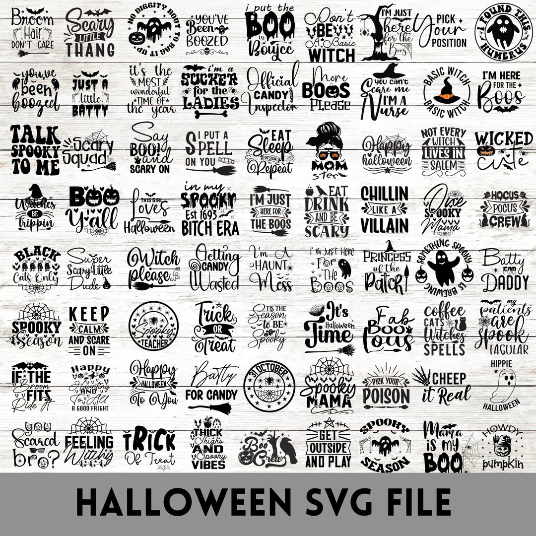 Halloween SVG Bundle, Ghost Cliparts, Spooky Quotes (digital Download ...