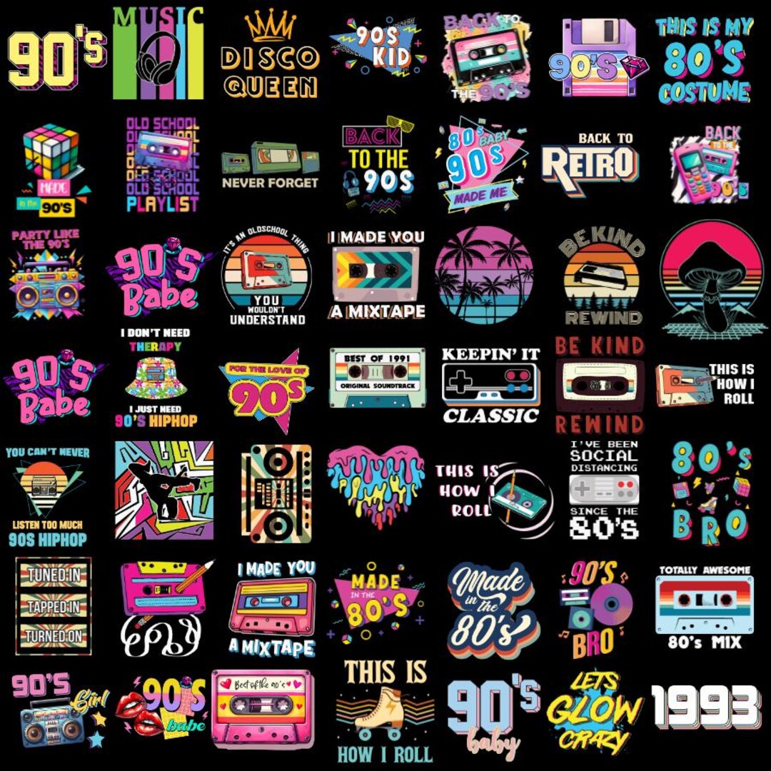 Nostalgia Png Bundle, 90s Prints, Hip Hop Bundle, Old School, 90s ...