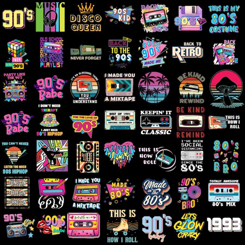 Nostalgia Png Bundle, 90s Prints, Hip Hop Bundle, Old School, 90s ...