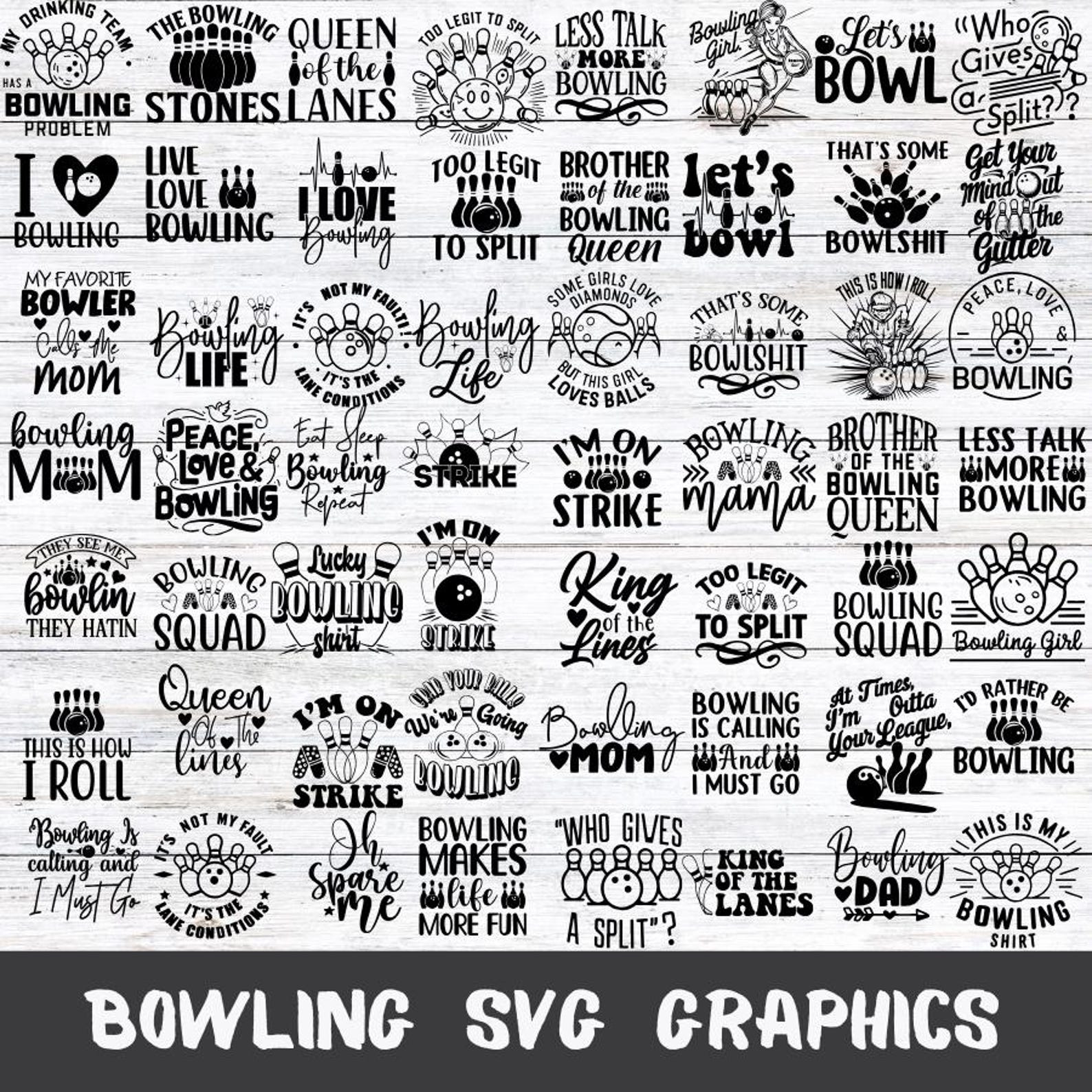 Bowling SVG Graphics, Bowling Bundle, Game Time, Social Game, Bowling ...