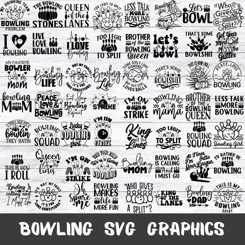 Bowling SVG Graphics, Bowling Bundle, Game Time, Social Game, Bowling ...