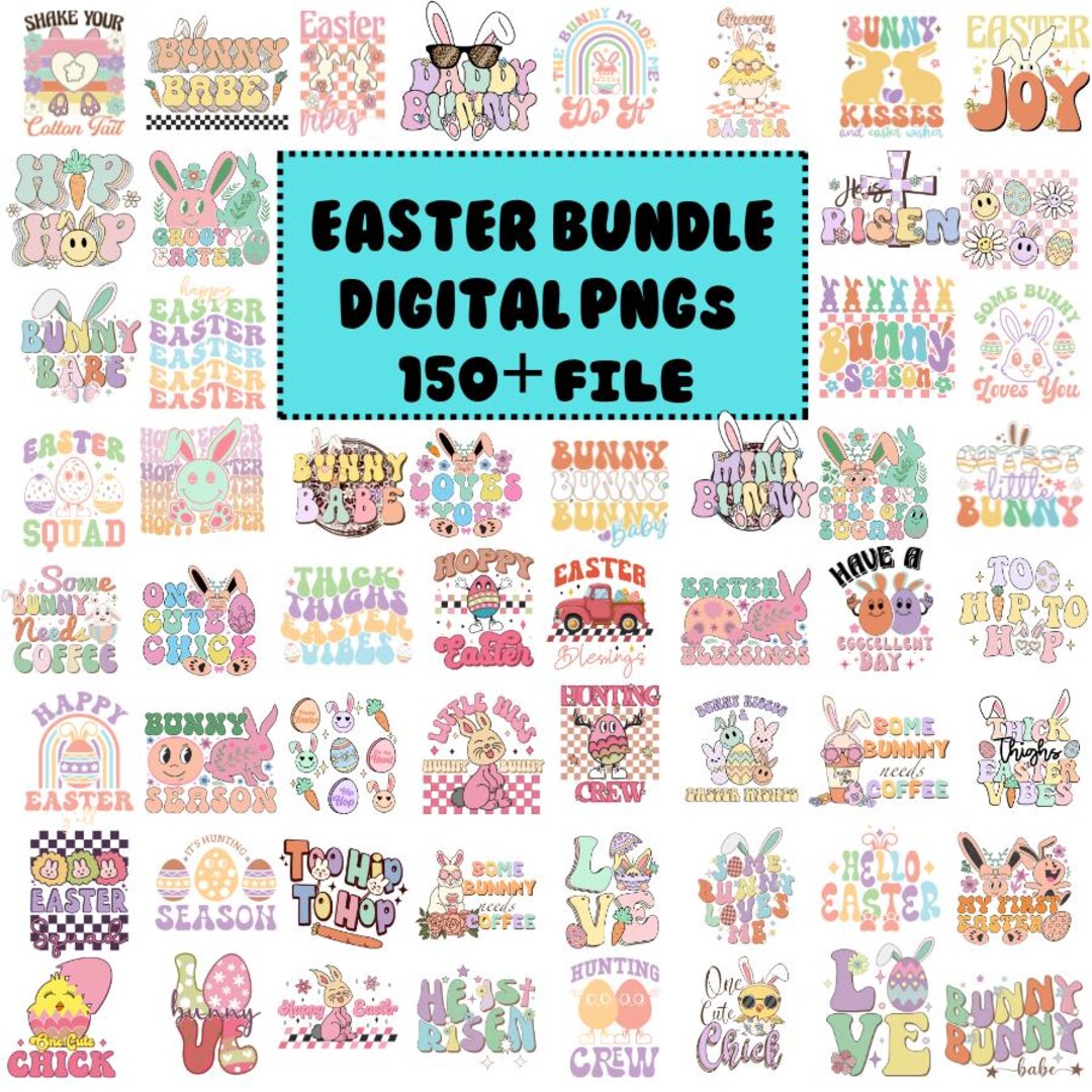 Retro Easter Bundle, Easter Png, Retro Files, Spring Vibes, Easter Egg ...