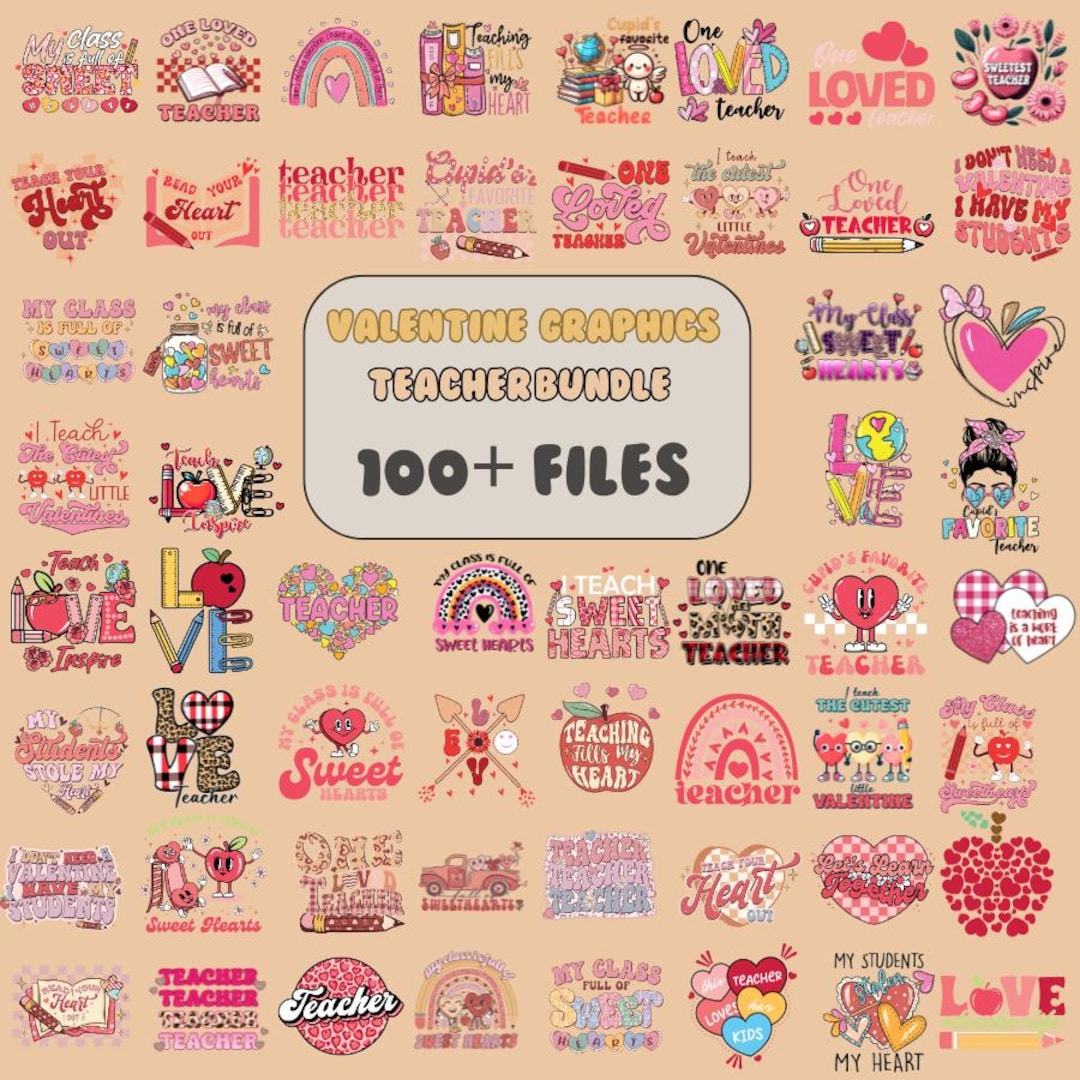 Valentine Teacher Png Bundle, Teacher Graphics, Digital Bundle ...