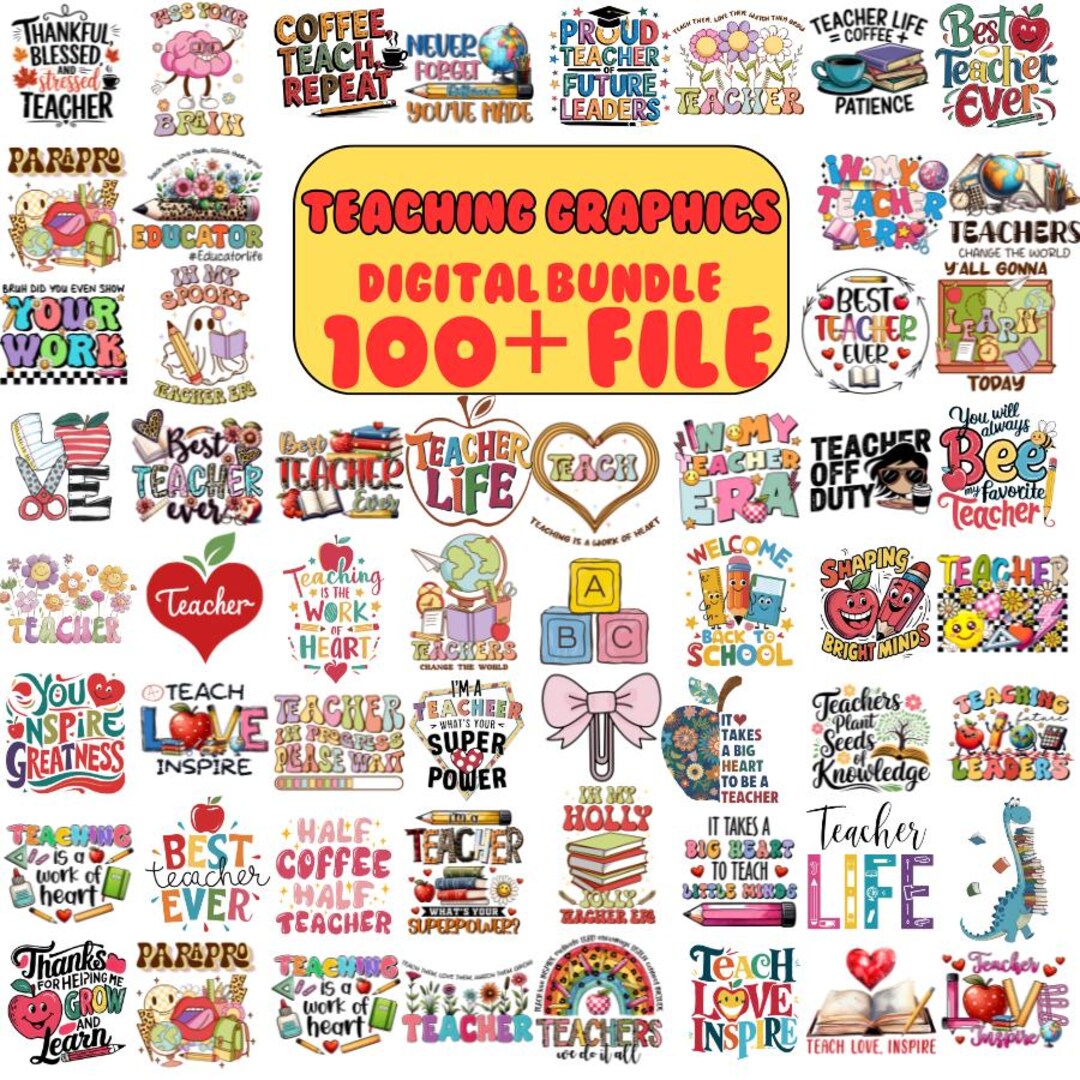 Teaching Cliparts, Png Bundle, Teacher Life, Teacher Gift, School Time ...