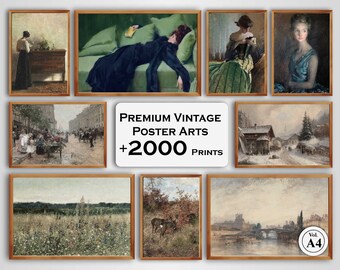 100 Vintage Printable Rustic Wall Art Prints Set, MEGA BUNDLE, Vintage ...