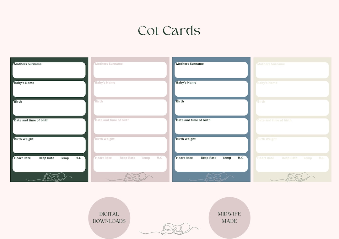 Cot Card for Newborn Various Colours - Etsy