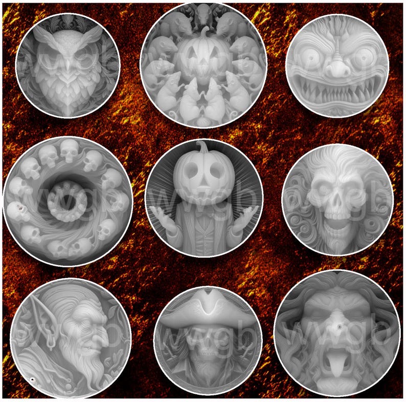 Skulls, Ghouls, Aliens Laser Depth Map Bundle (PNG Files) - Etsy