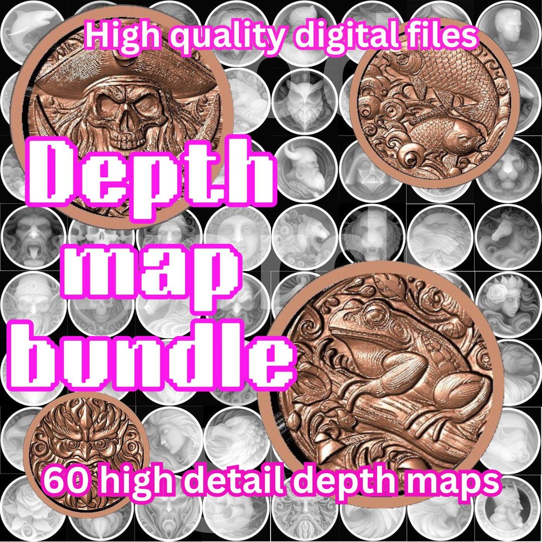Depth Map Bundle. Height Map. 3D Laser Engrave. Glowforge. Stl File ...