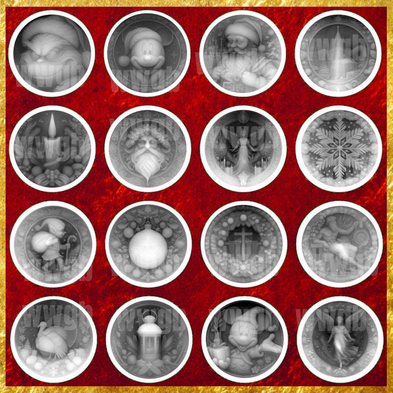 Christmas Depth Map Bundle,3d,glowforge,height Maps.christmas Files ...