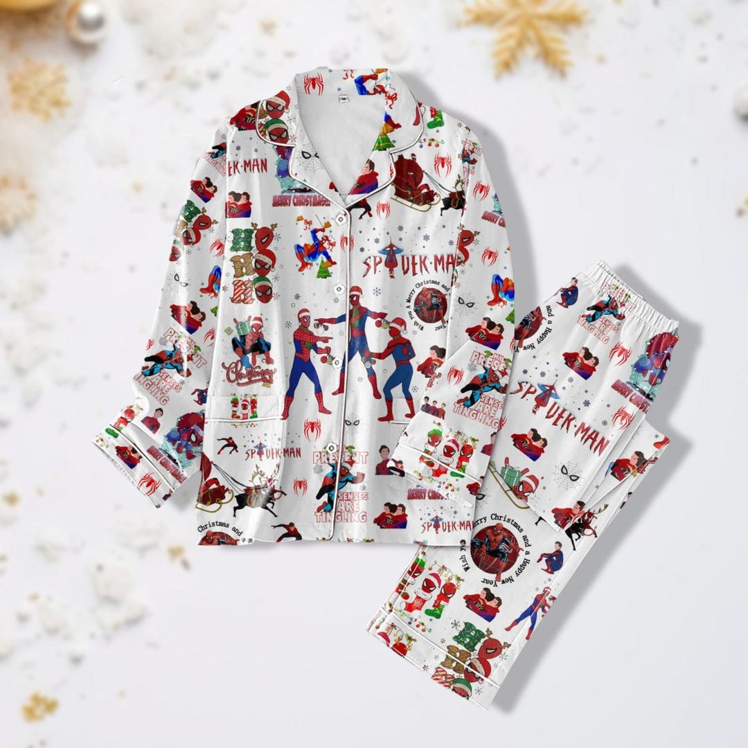 Spiderman Christmas Pajamas Set, Marvel Three Spider Men X-mas Pajamas ...