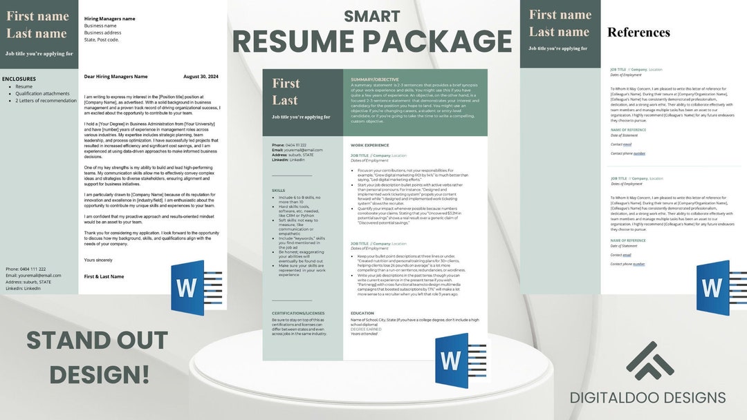 Microsoft Word Resume & Cover Letter Template Package - Etsy