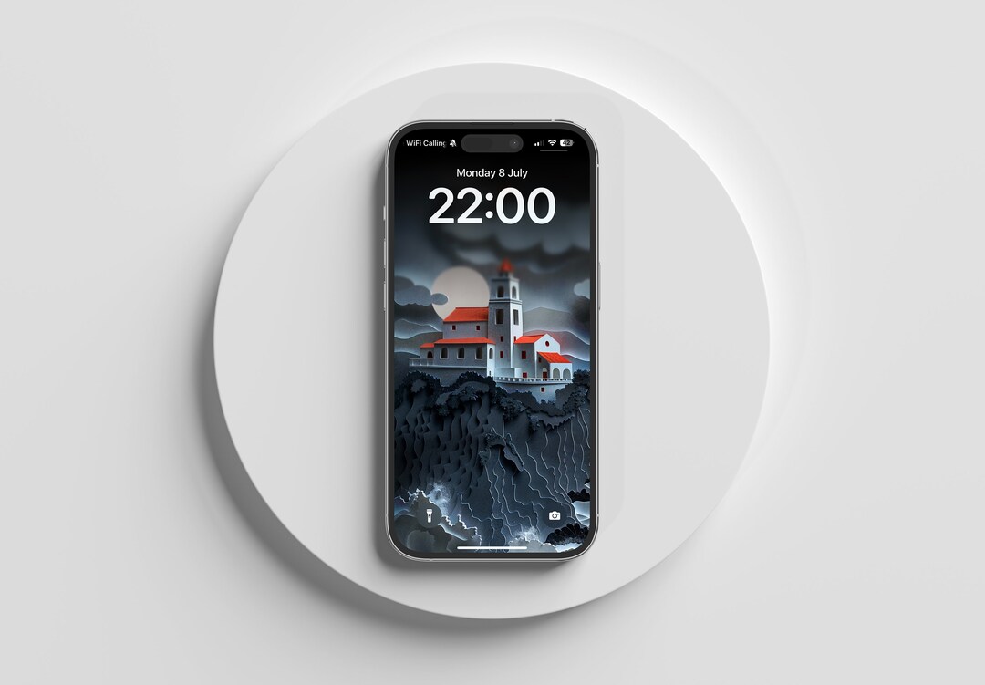 Coastal House Papercut Phone Wallpaper, Moody Night Lock Screen ...