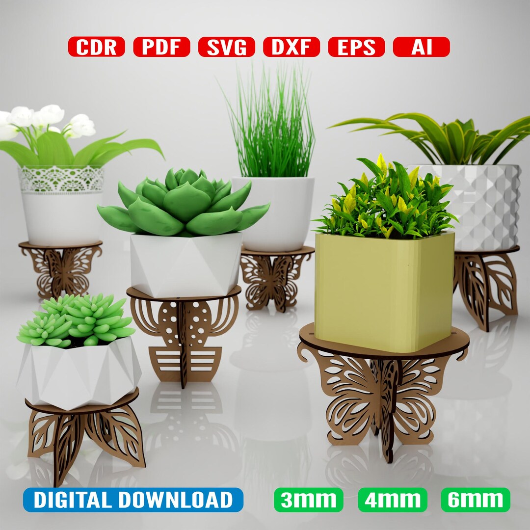 DIY 3 Flower Pot Stands CNC Laser Cut Files for 3mm 4mm 6mm - Etsy