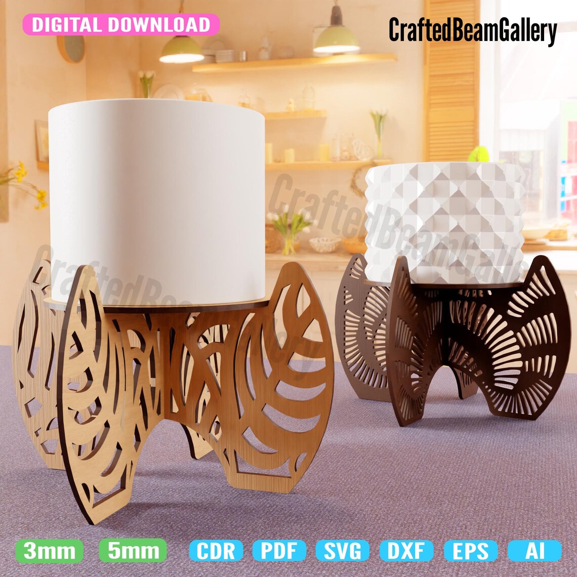 DIY 3D Plant Pot Stands Laser Cut Vector File Pack 15 Files for Laser ...
