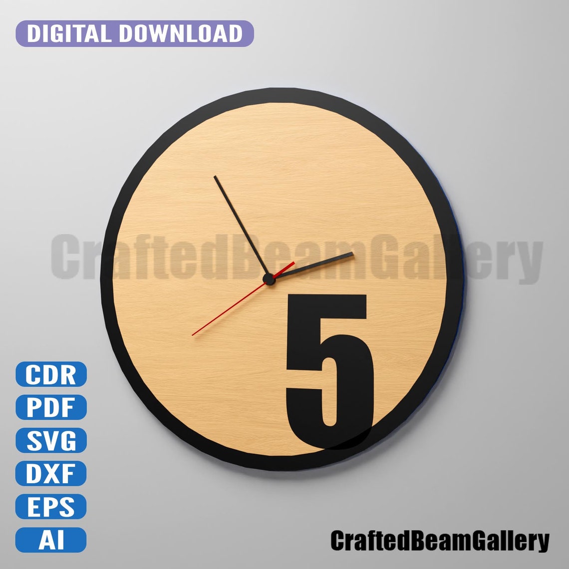 Modern DIY Wall Clock Face Set 2 Cnc Bundle Laser Cut Pack SVG Vector ...