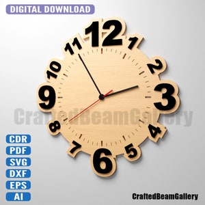 Modern DIY Wall Clock Face Set 2 Cnc Bundle Laser Cut Pack SVG Vector ...
