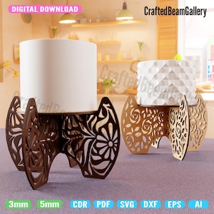 DIY 3D Plant Pot Stands Laser Cut Vector File Pack (15 Files) for Laser ...