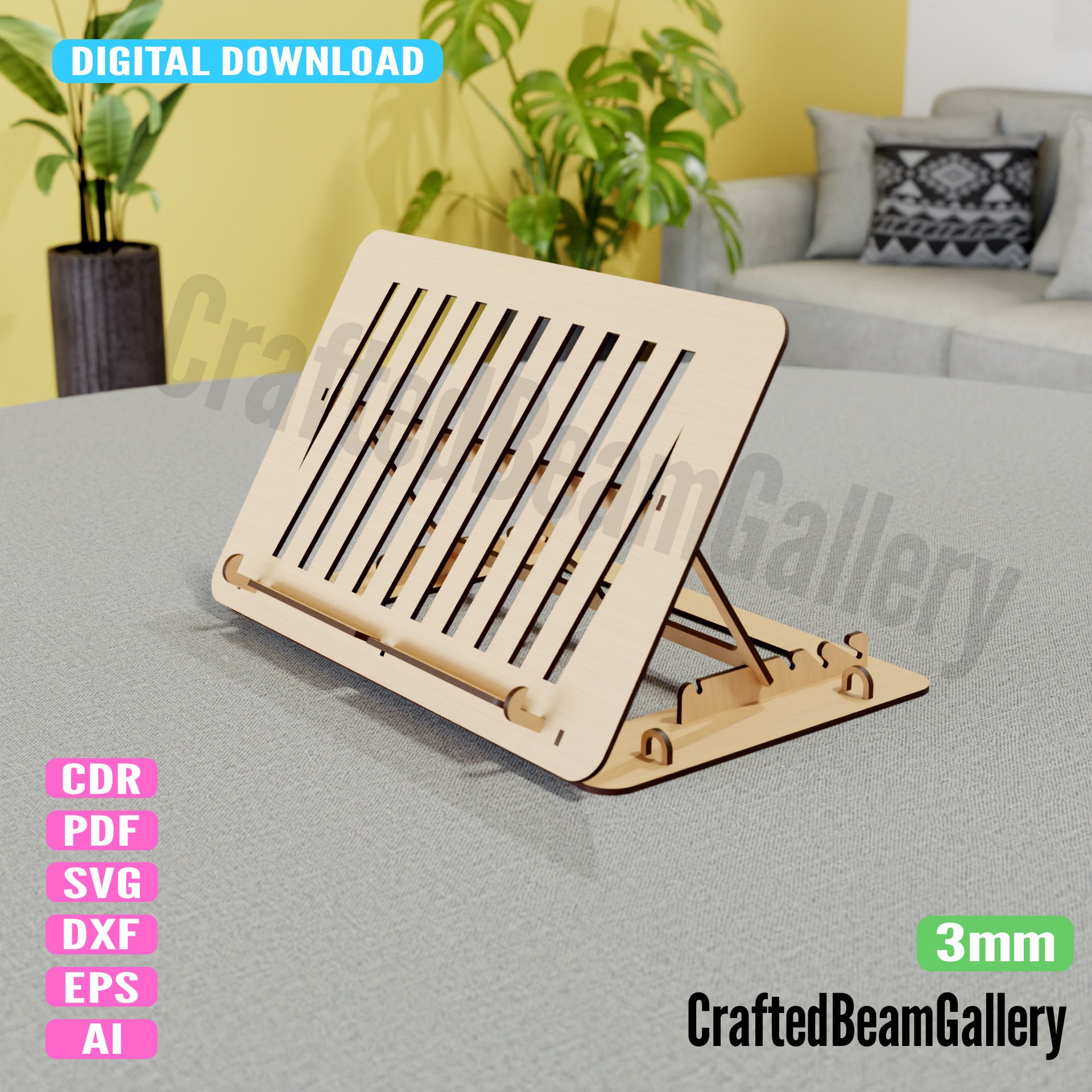 Adjustable Tablet / iPad Stand/graphics Tablet Stand Laser Cut CNC 3mm ...