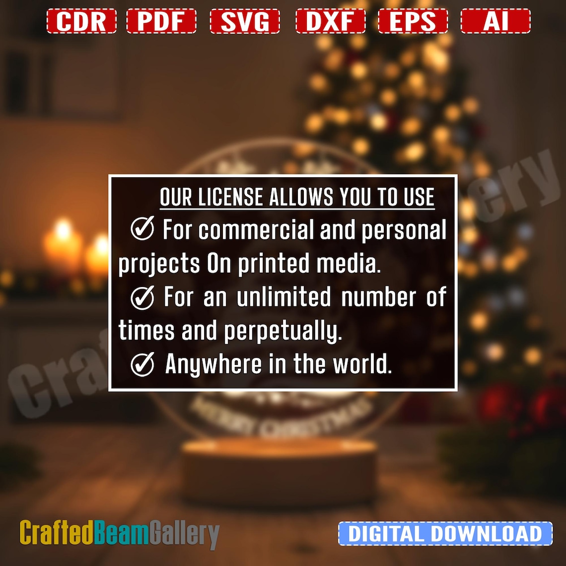 Christmas Acrylic LED Lamp SVG | Optical Illusion Night Light | Laser ...