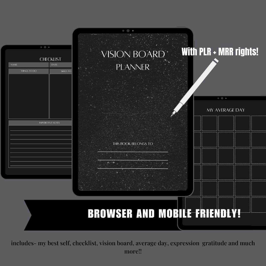 Dark Mode Vision Board Planner - Etsy