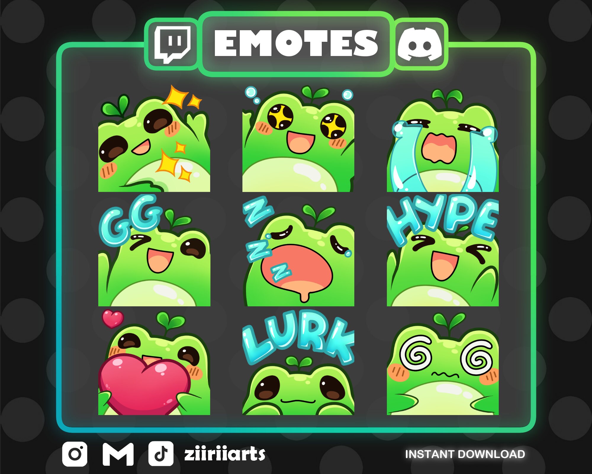 Twitch and Discord Emotes Frog Emotes/ Cute Emotes/ Streaming/ Premade ...