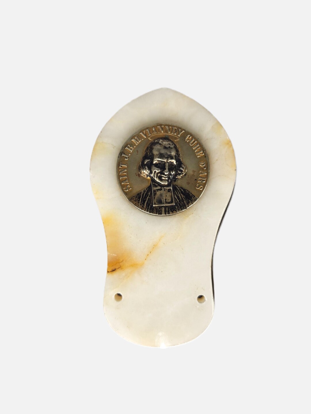 J.B.M Vianney Vintage Marble Medallion Holy Water Font - Etsy