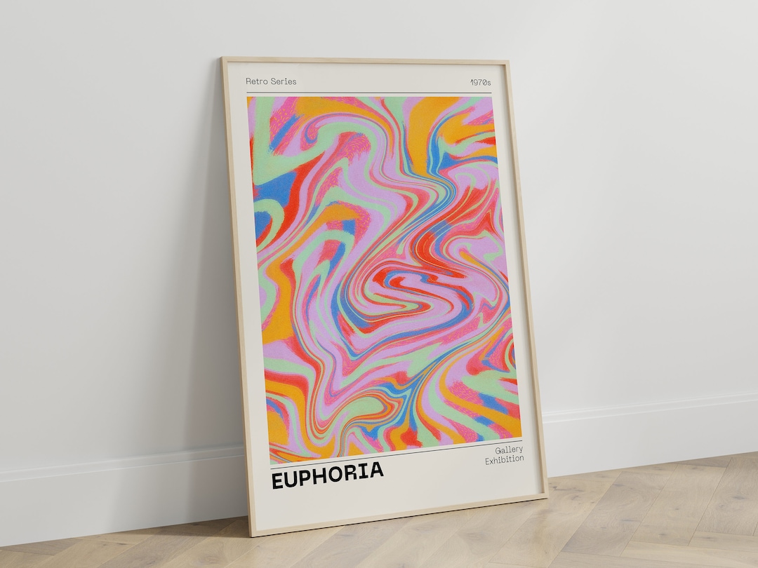 Trendy Aesthetic Wall Art, Retro Abstract Colorful Gradient Poster ...