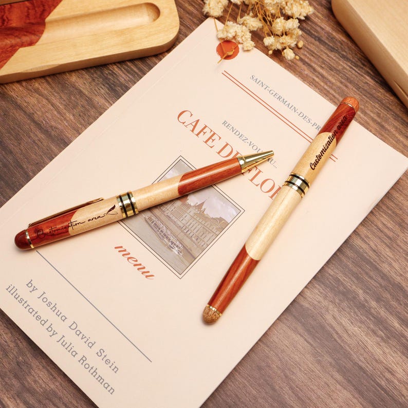 Custom Wood Pen Set, Engraved Pen and Box, Personalized Gift for Him ...