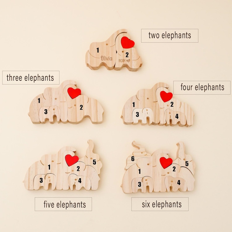Personalized Wooden Elephant Puzzle, Customized Wooden Puzzle, Baby ...