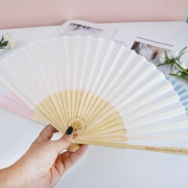 Custom Wedding Fan, Bridesmaid Gift, Personalized Folding Fan Favor ...
