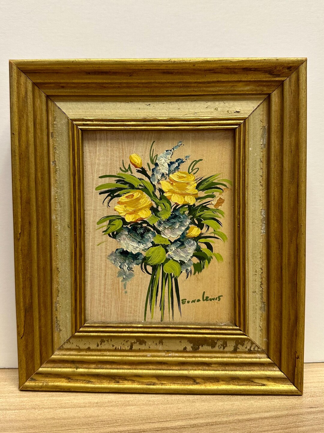 Vintg. Edna Lewis Baltimore Artist Signed Original Oil Painting Floral ...