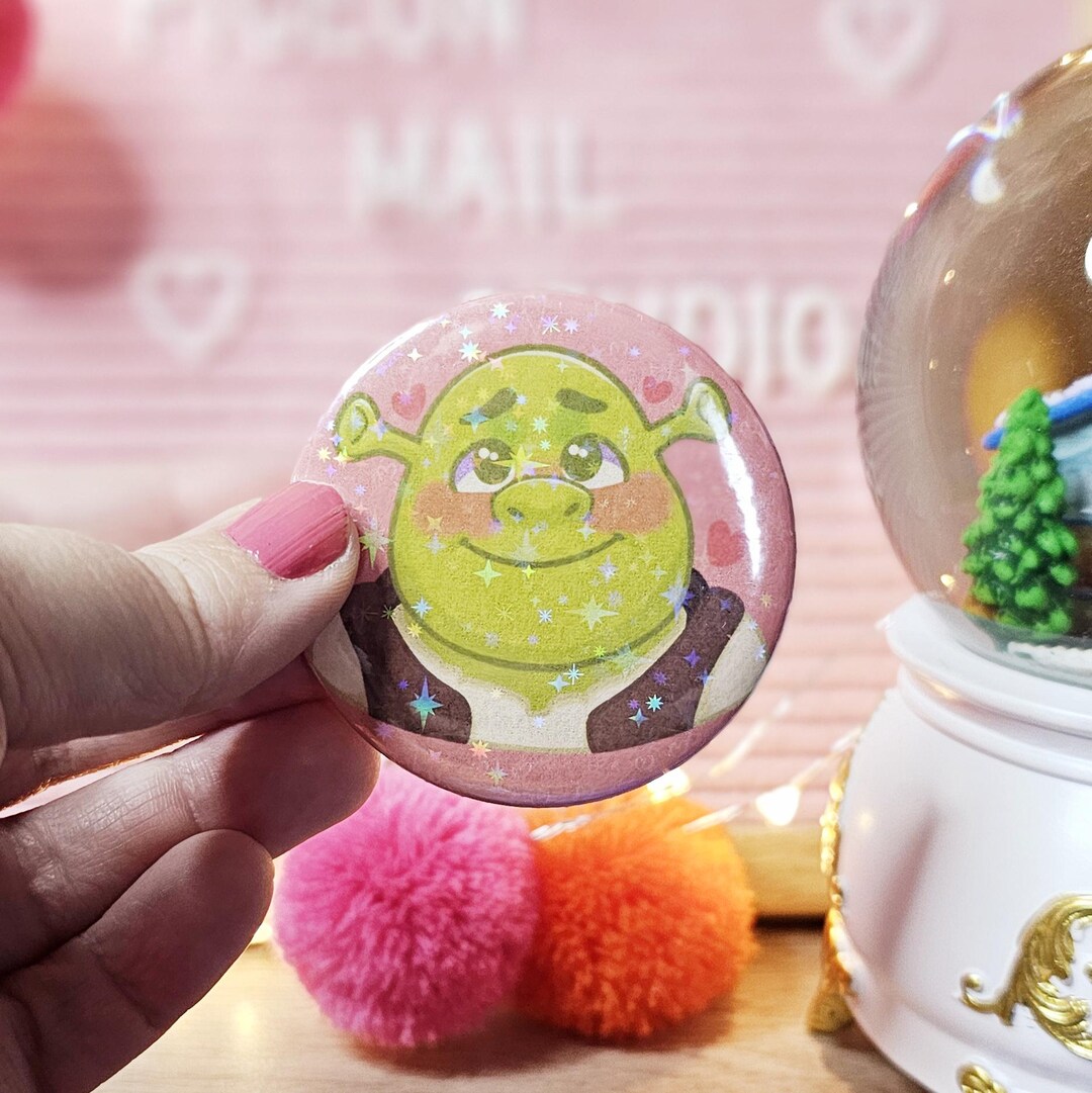 Shrek is Love, Shrek is Life Handmade Button Badge With Holographic ...
