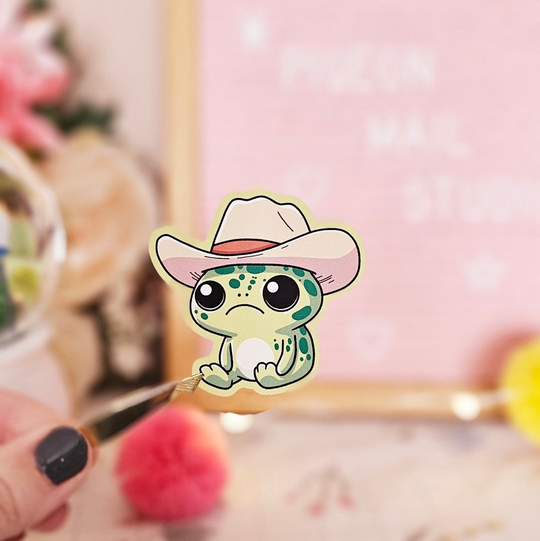 Clyde the Sad Cowboy Frog Sticker - Cute Frog Sticker - Cute Frog Art ...