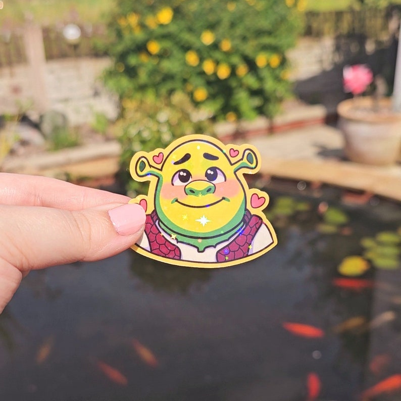 Shrek Inspired Waterproof UV Resistant Glitter Sparkle Sticker Shrek is Life, Shrek is Love ...